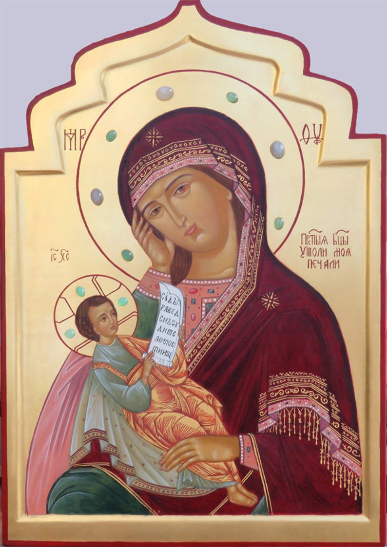 Mother of God Assuage My Sorrows, Gilded Orthodox Icon Handpainted in ...