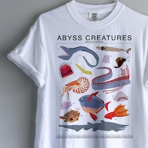 Abyss Creatures ID Chart Comfort Colors® Cotton T-shirt: Deep Sea Fish ...