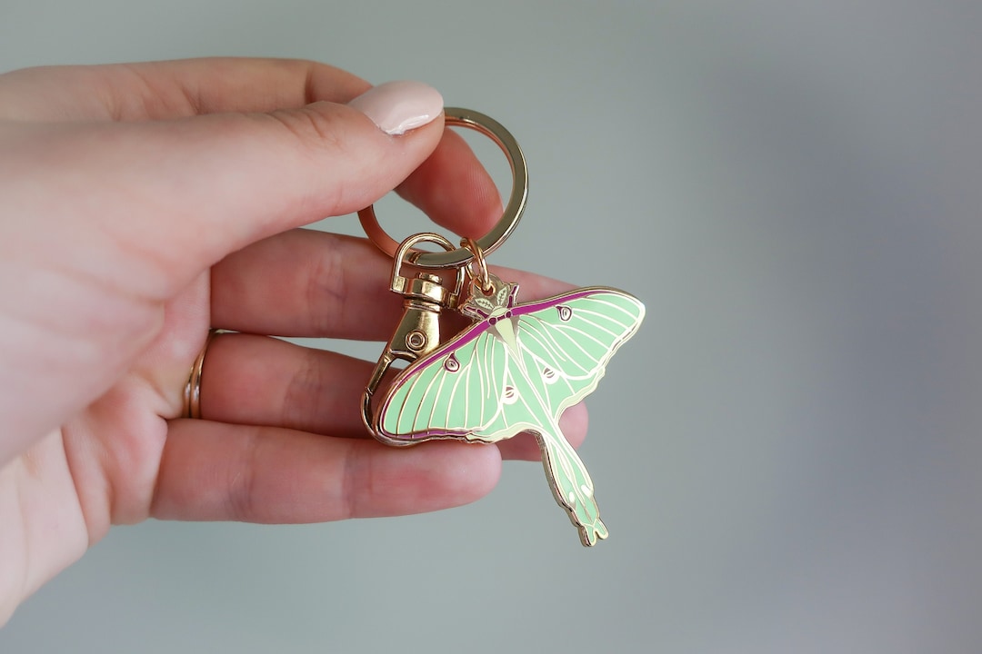 Luna Moth Enamel Keychain, Moth Insect Bug Lover Art Accessory, Nature ...