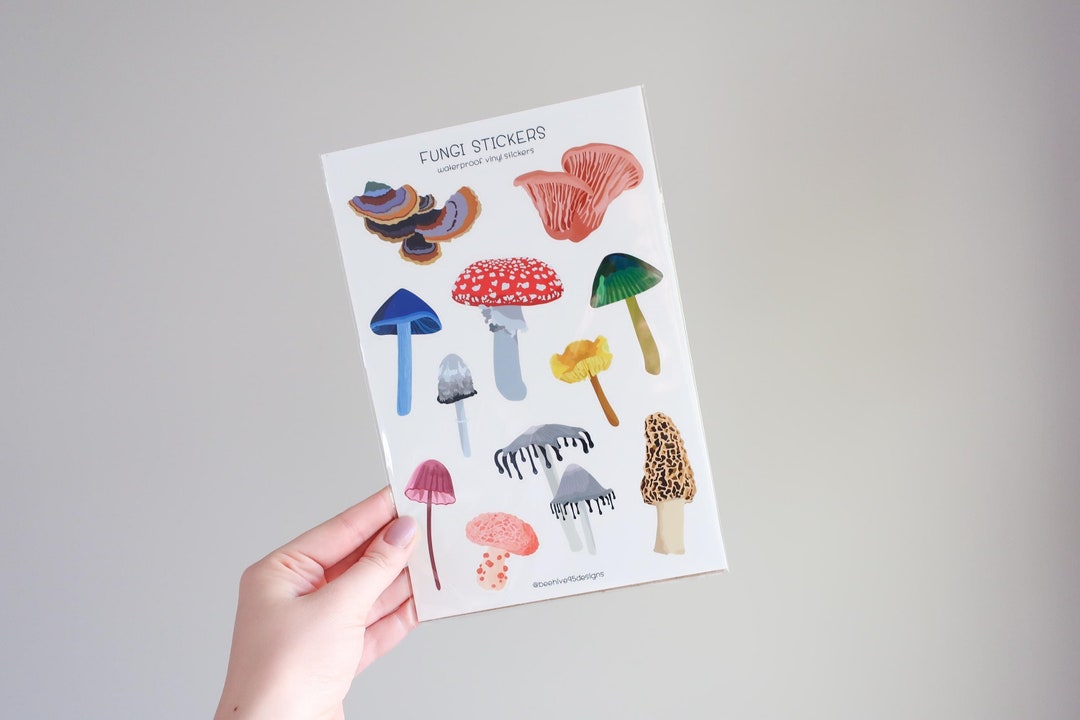 Fungi Mushroom Vinyl Sticker Sheets | Waterproof Weatherproof | Laptop ...