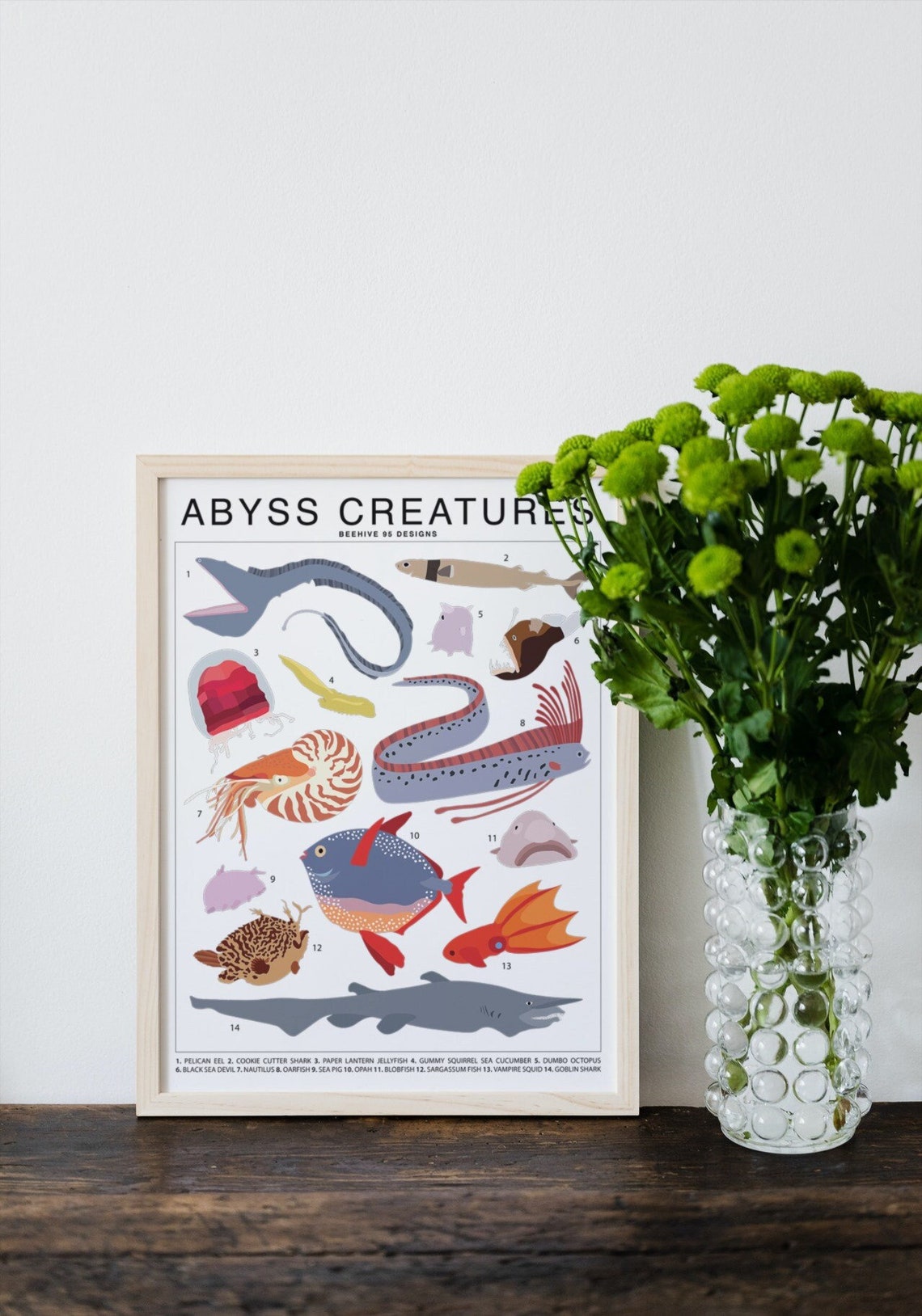 Abyss Deep Sea Creatures large Art Print Marine Artwork - Etsy