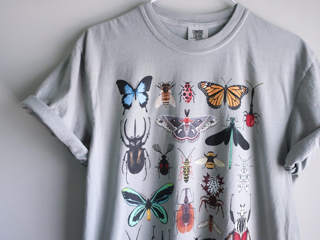 Insects Comfort Colors® Cotton T-shirt: Nature Illustrated Graphic ...