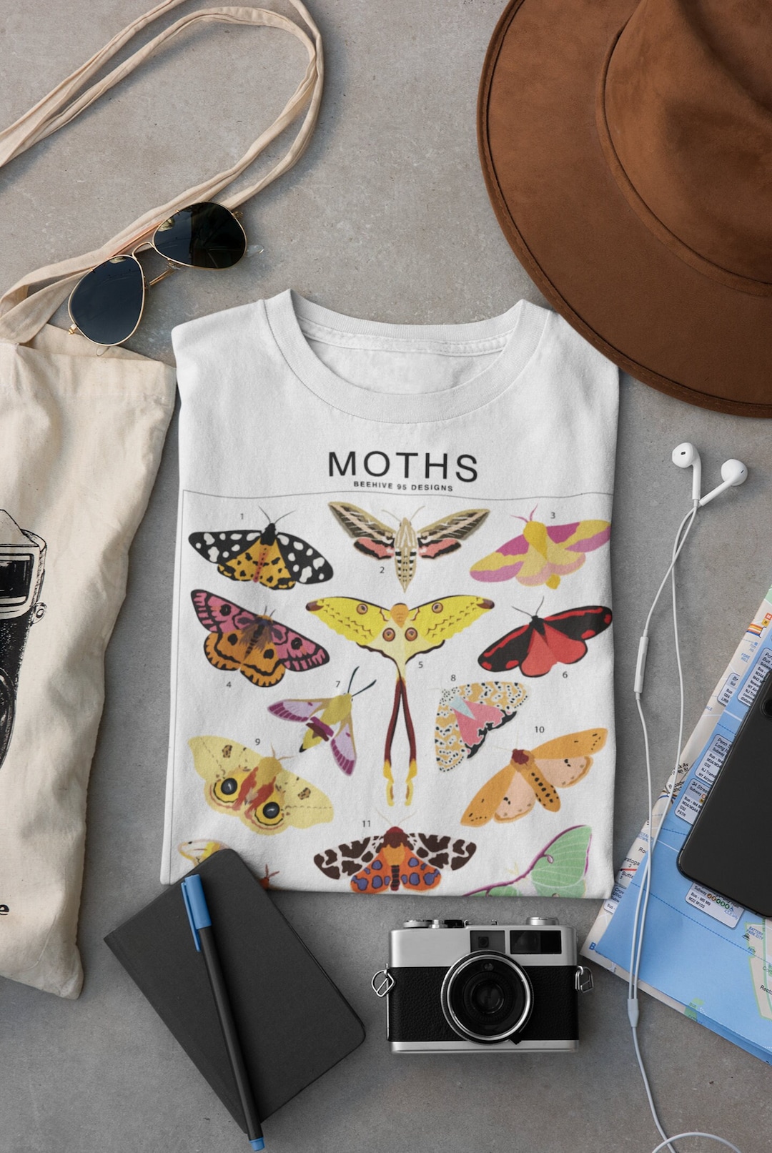 Moths Varieties Species ID Chart T-shirt, Insect-themed Nature-inspired ...