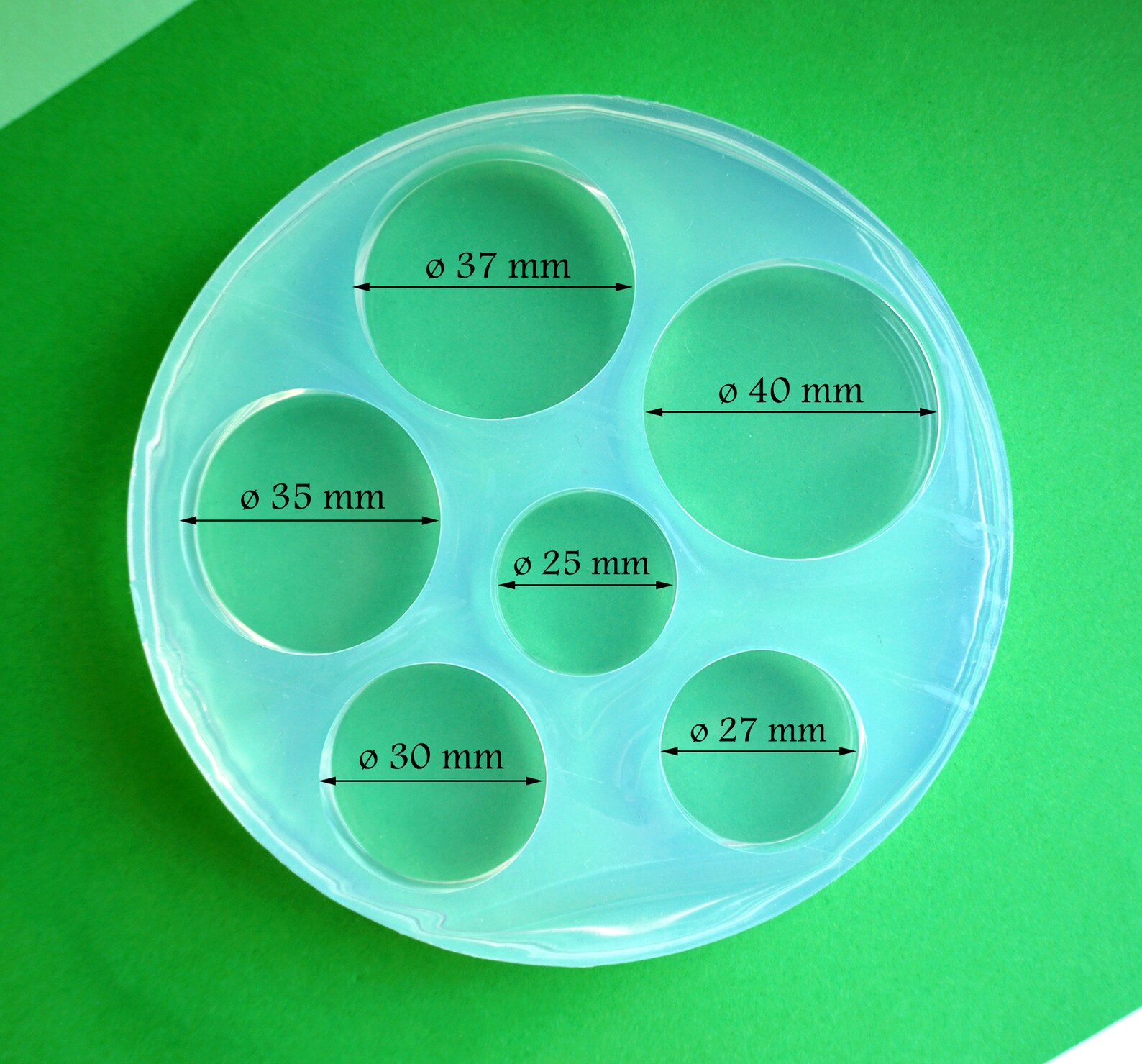 Transparent Silicone Mold for 6 Flat Circles: 40, 37, 35, 30, 27, 25 Mm ...