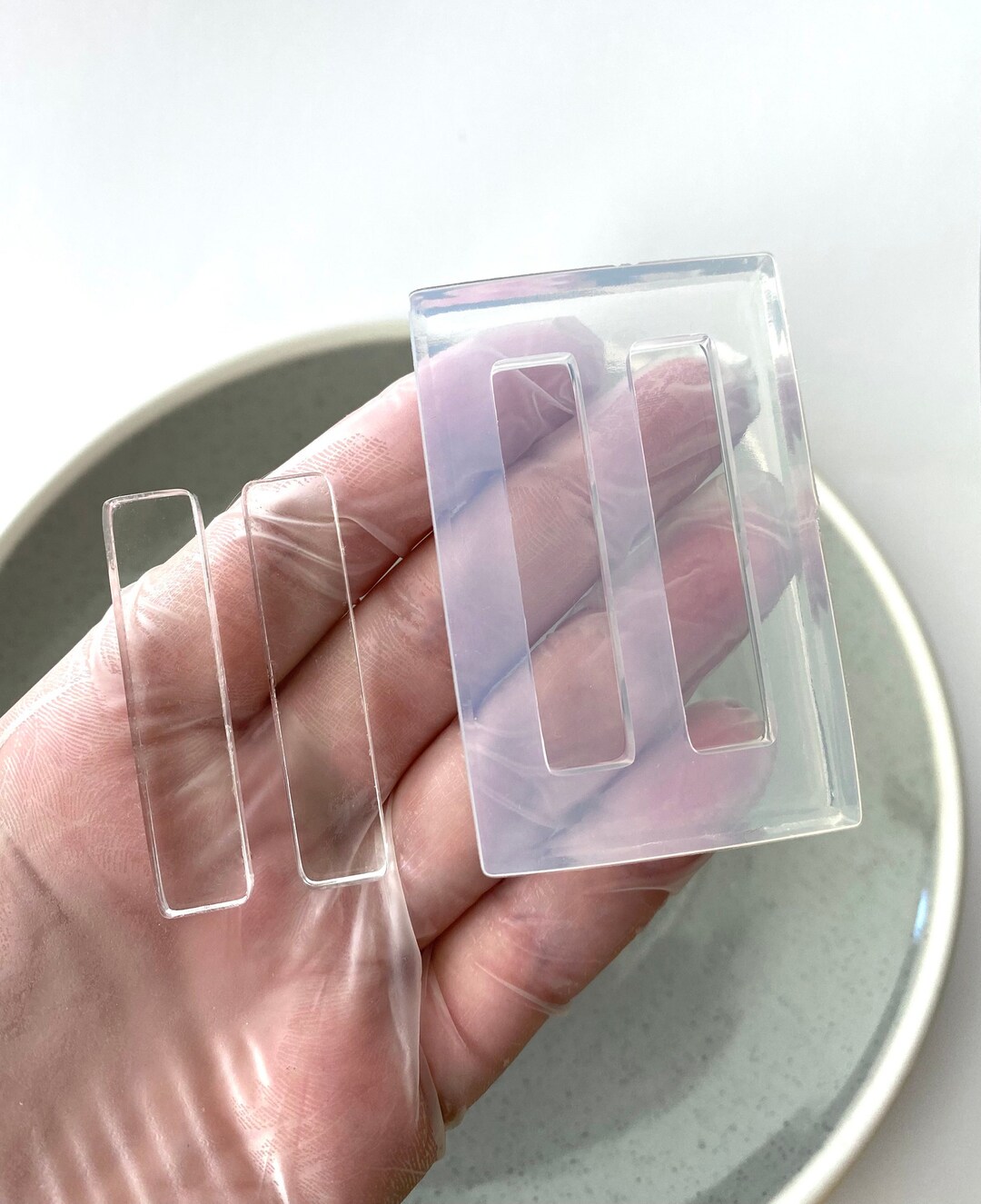 Transparent Silicone Mold for Two Flat Rectangular Shapes: Resin ...