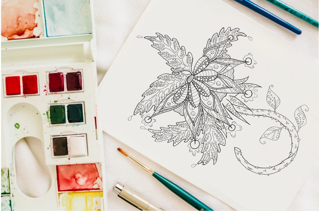 Printable Trippy Flower Coloring Sheet Digital Instant - Etsy