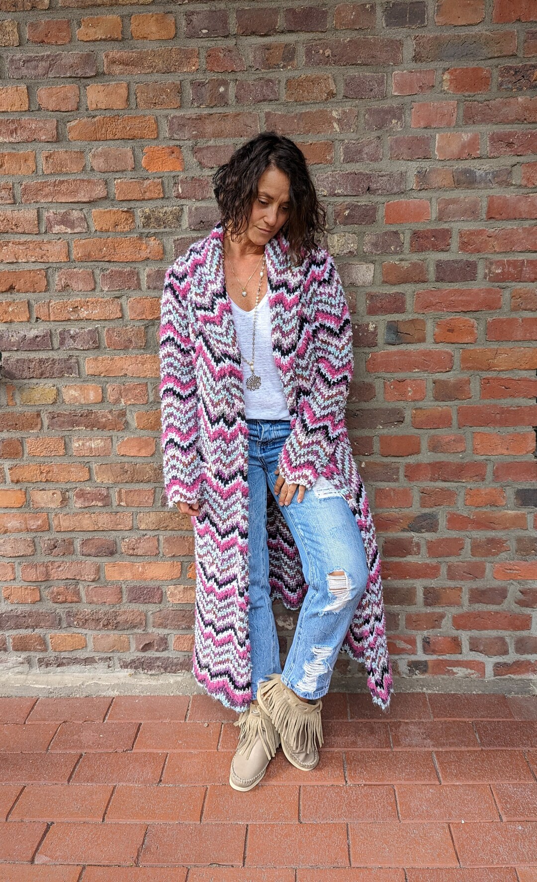 Nici COUTURE Ibiza Thick Knitted Coat FANTASIE Cozy Cardigan Knit XL ...