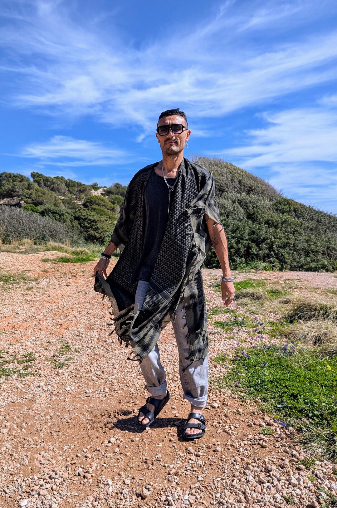 Nici Couture MEN Pali Kimono IBIZA Long Fringe Kaftan Boho Poncho Coat ...