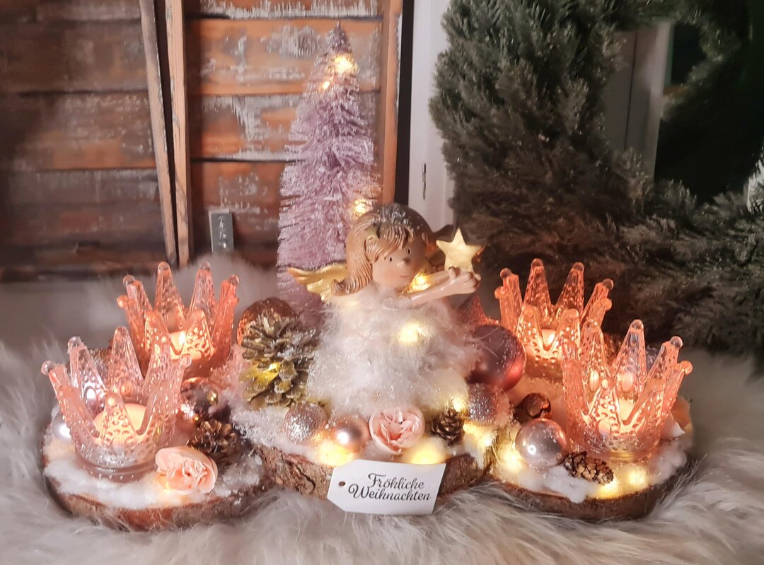 Christmas Angel Crowns Advent Advent Wreath Pink Gold With LED - Etsy
