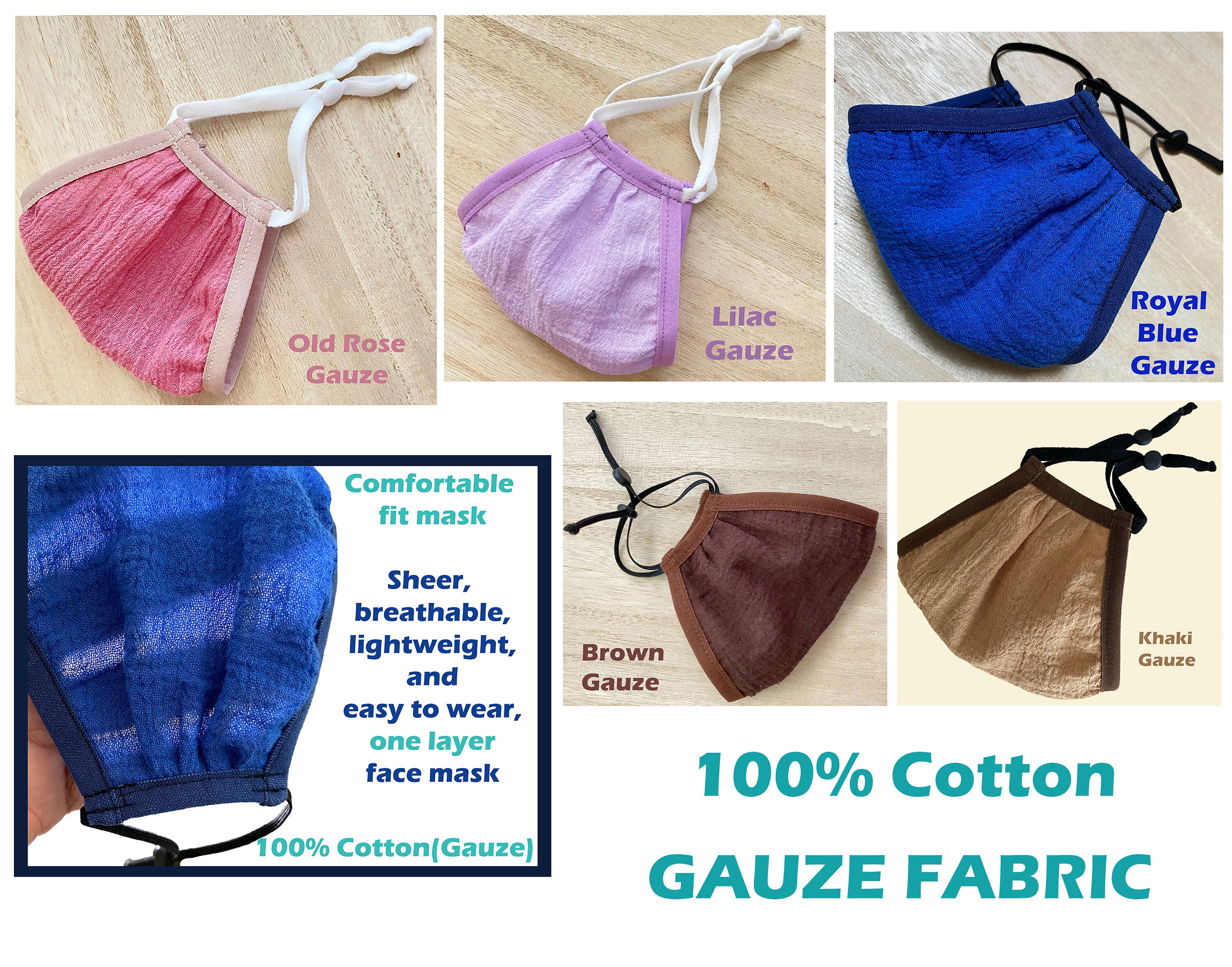 Single Layer Face Mask, Thin, Breathable, Super Soft, Comfortable, for ...