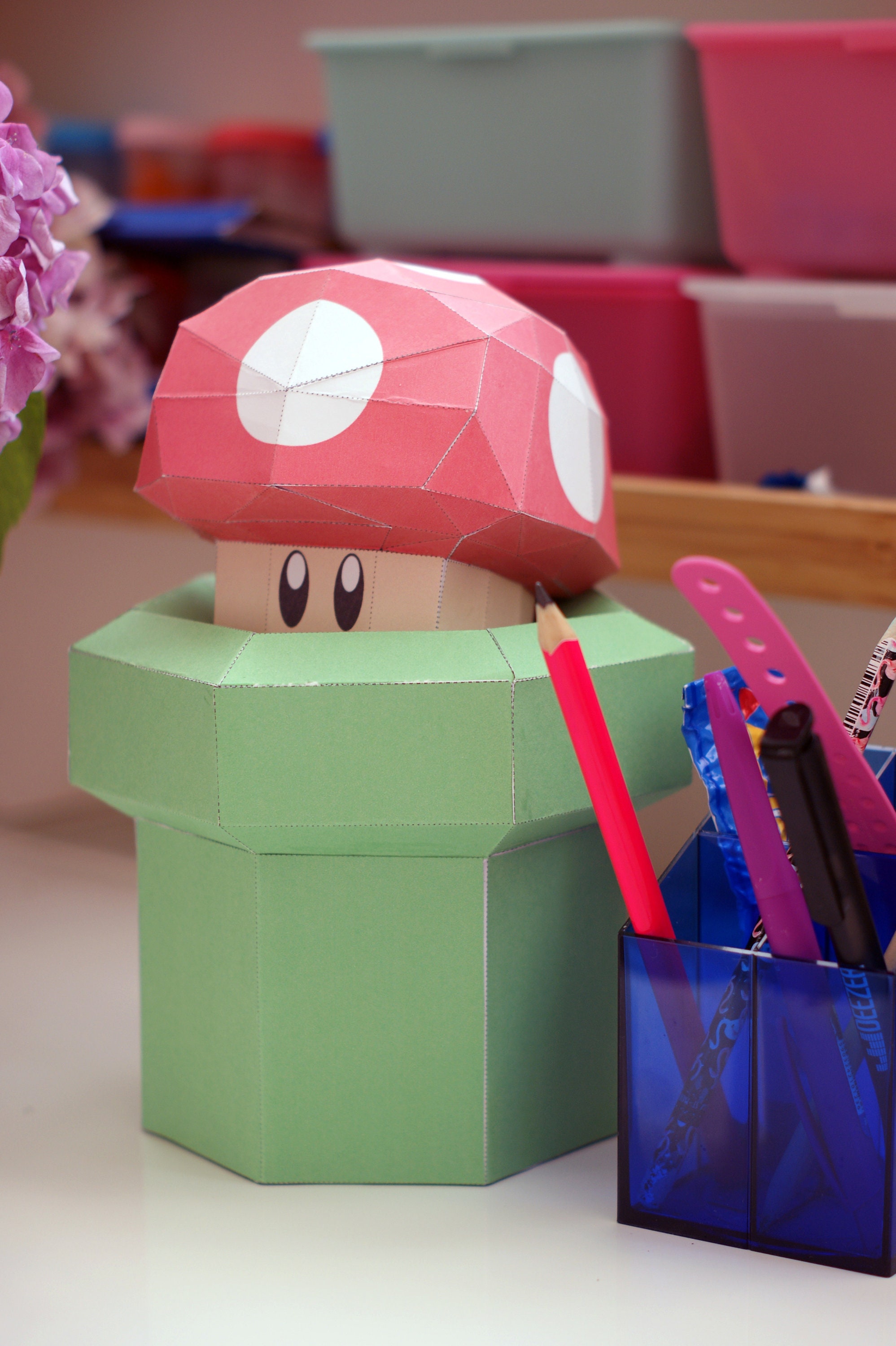 Mario Inspired Desk Organizer Stationery Paper Model - Etsy