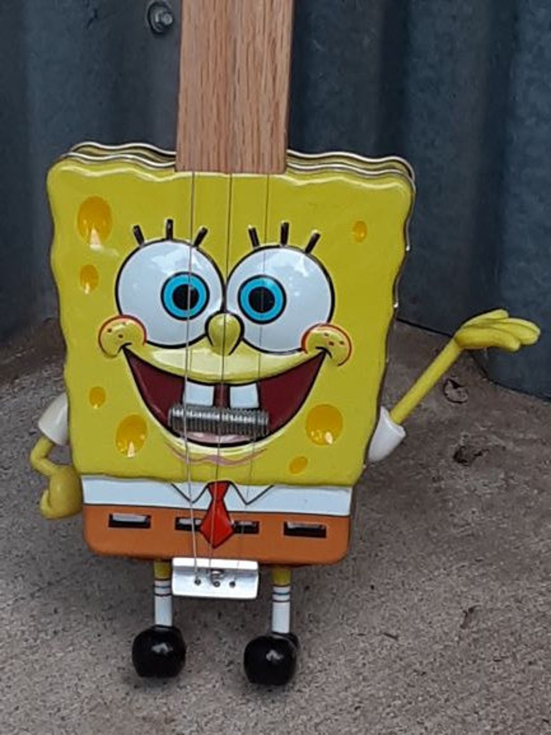 Whimsical and Fun Spongebob SLIDE GUITAR, Fretless, Acoustic, 3-string ...