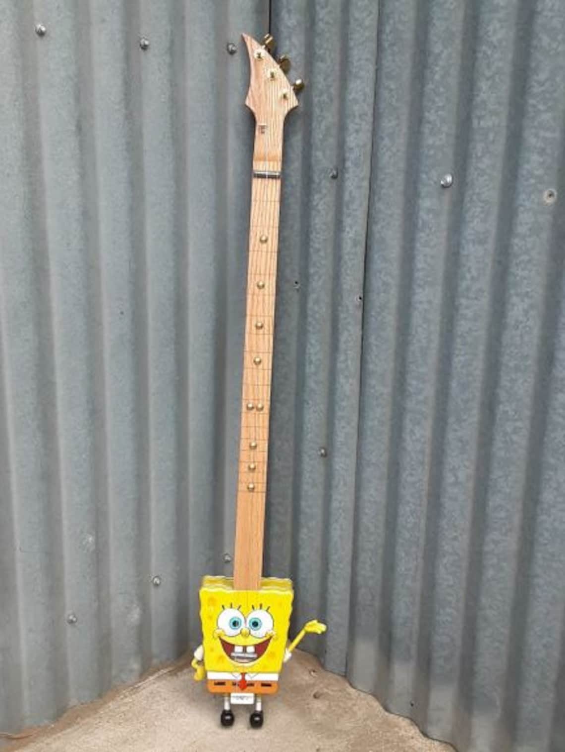 Whimsical and Fun Spongebob SLIDE GUITAR, Fretless, Acoustic, 3-string ...