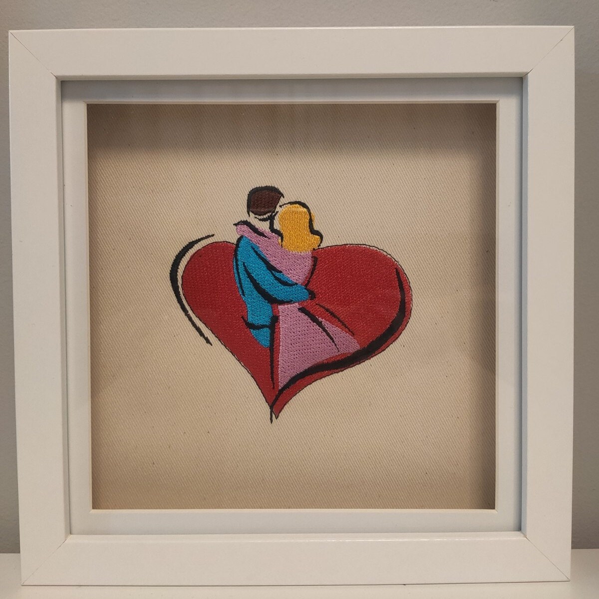 Personalised fox frame, Valentines Day Gift, Embroidered, Anniversary ...