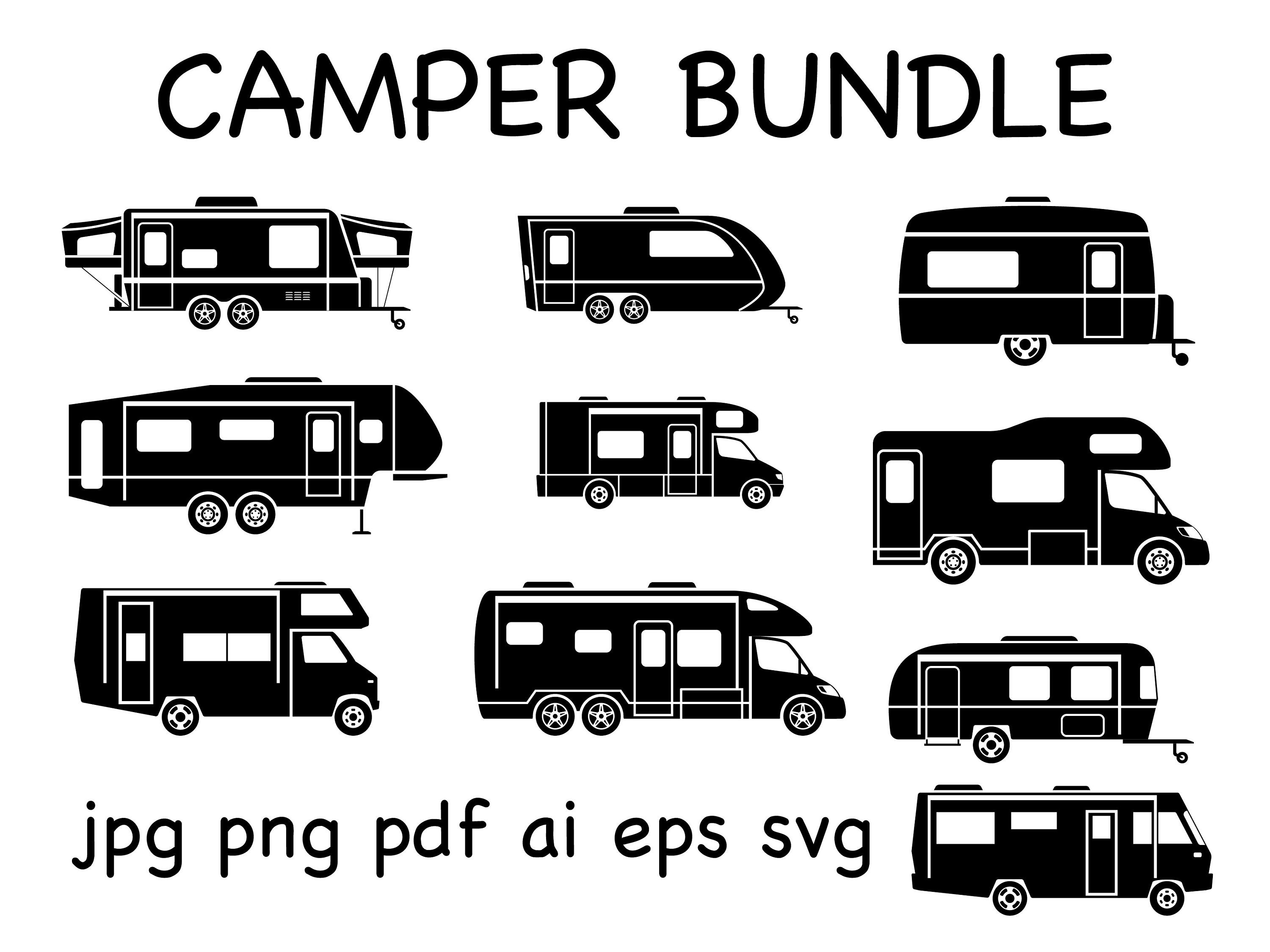 Camper Svg Bundle, Camping Svg, Trailer Svg, Summer Svg, RV Svg, Svg ...