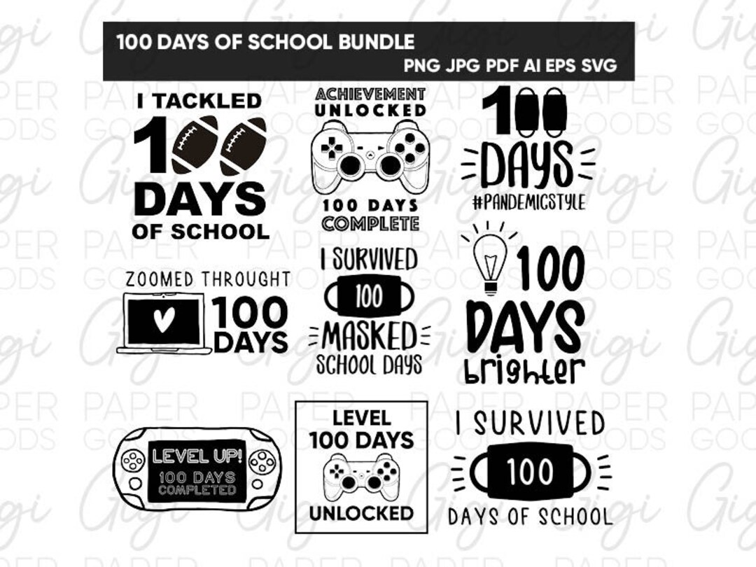 100 Days of Virtual School, Svg Bundle, 2021, 100 Days of School Bundle ...