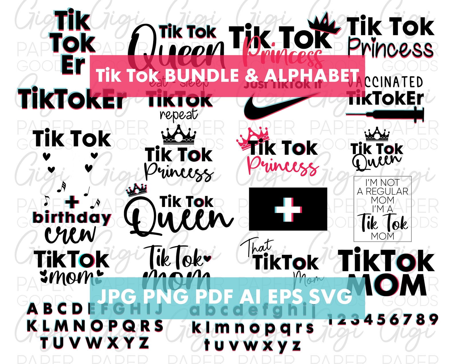 Tik Tok Style Alphabet SVG Tik Tok SVG SUPER Bundle, Tik Tok Font, Tik ...