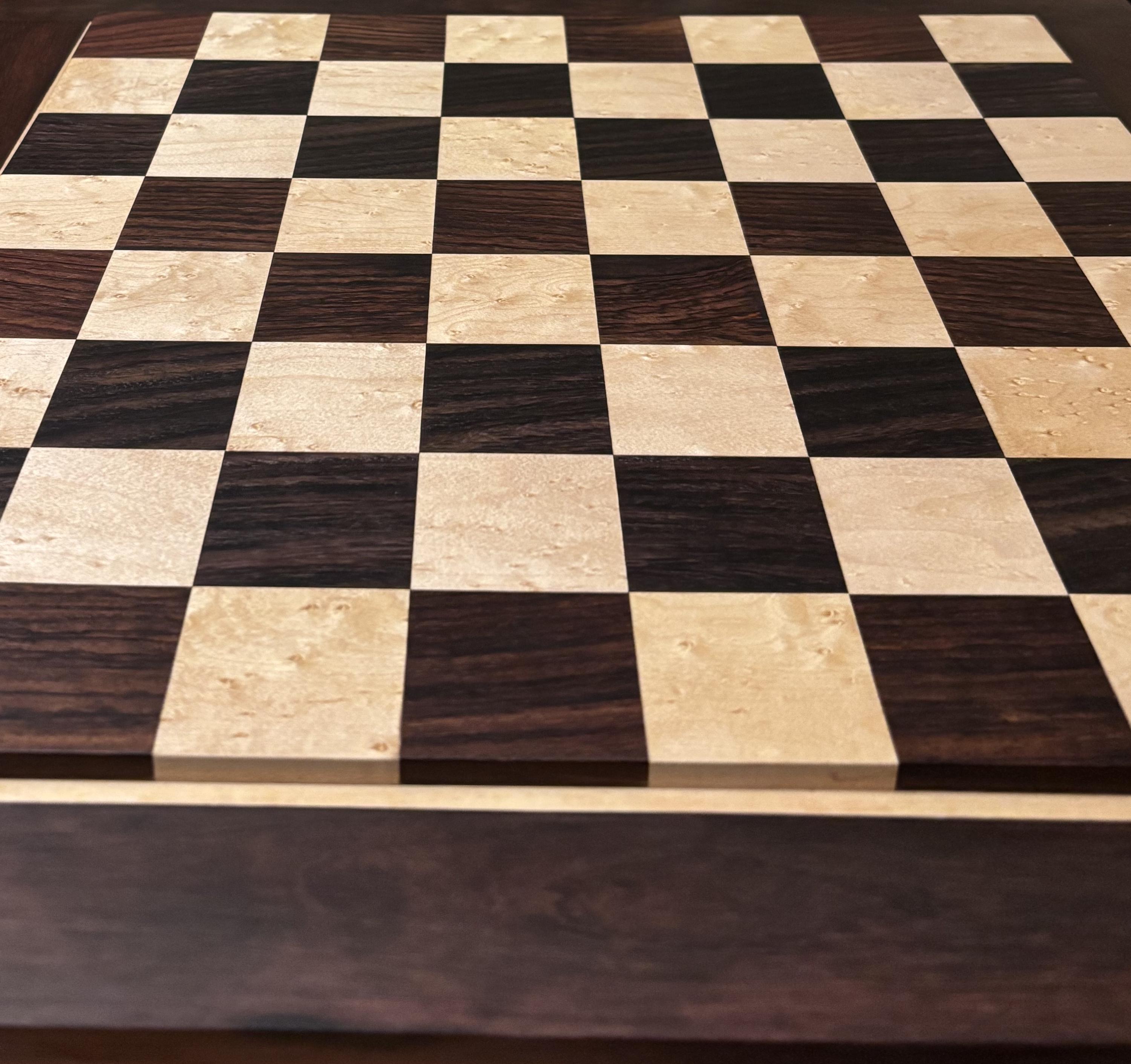 Handmade Wood Chess Board and Set - Raised Design, One of a Kind ...