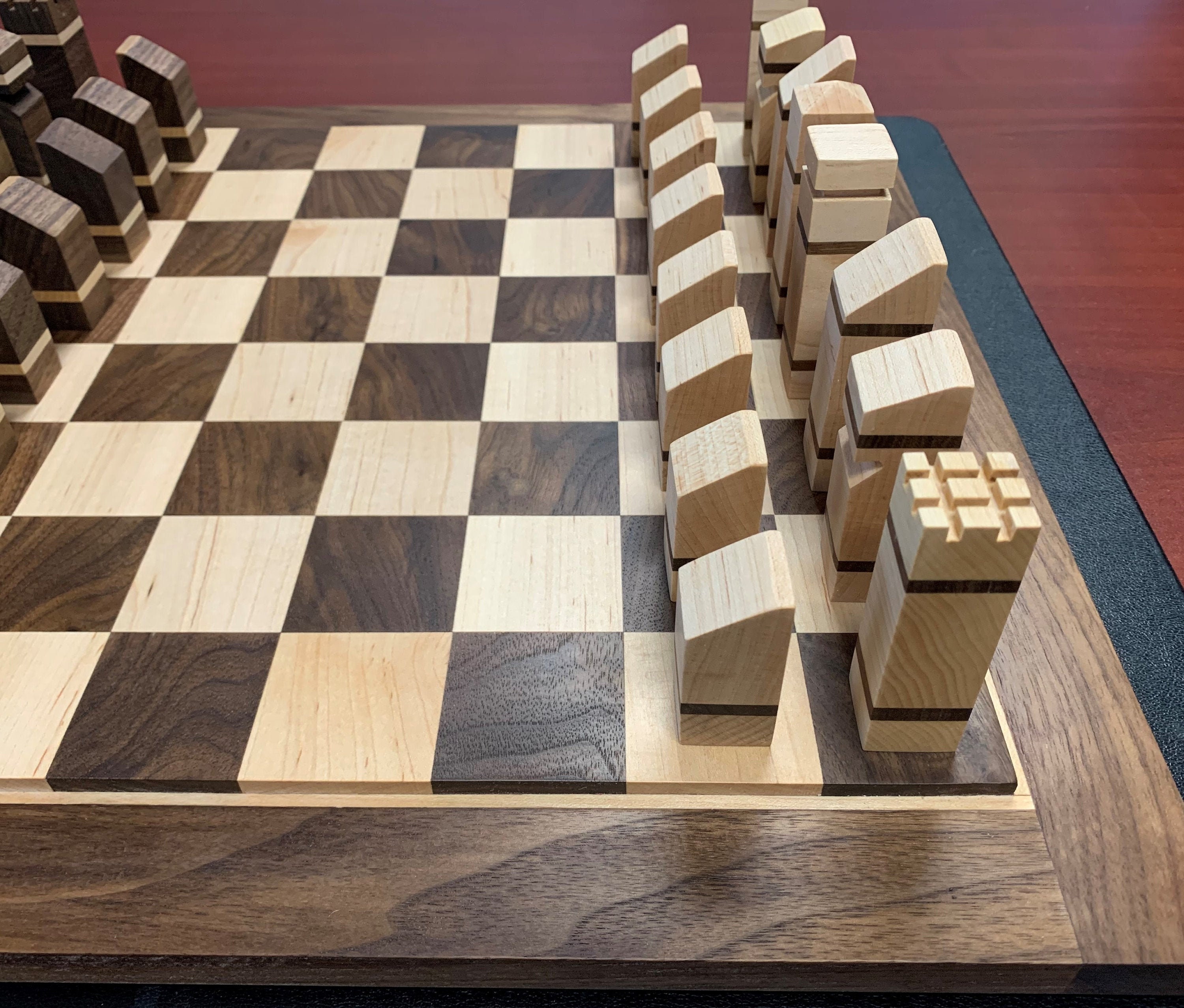 Handmade Wood Modern Chess Set One of a Kind Design Custom | Etsy