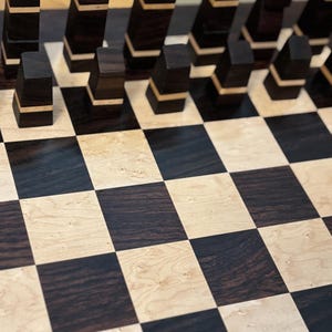 Handmade Wood Chess Board and Set - Raised Design, One of a Kind ...