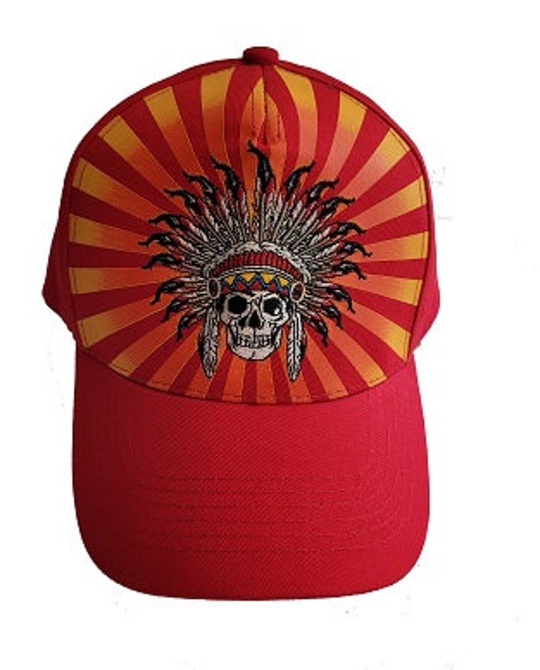 Skull Indian Chief Native Pride Baseball Ca Embroidered Red Color Uni ...