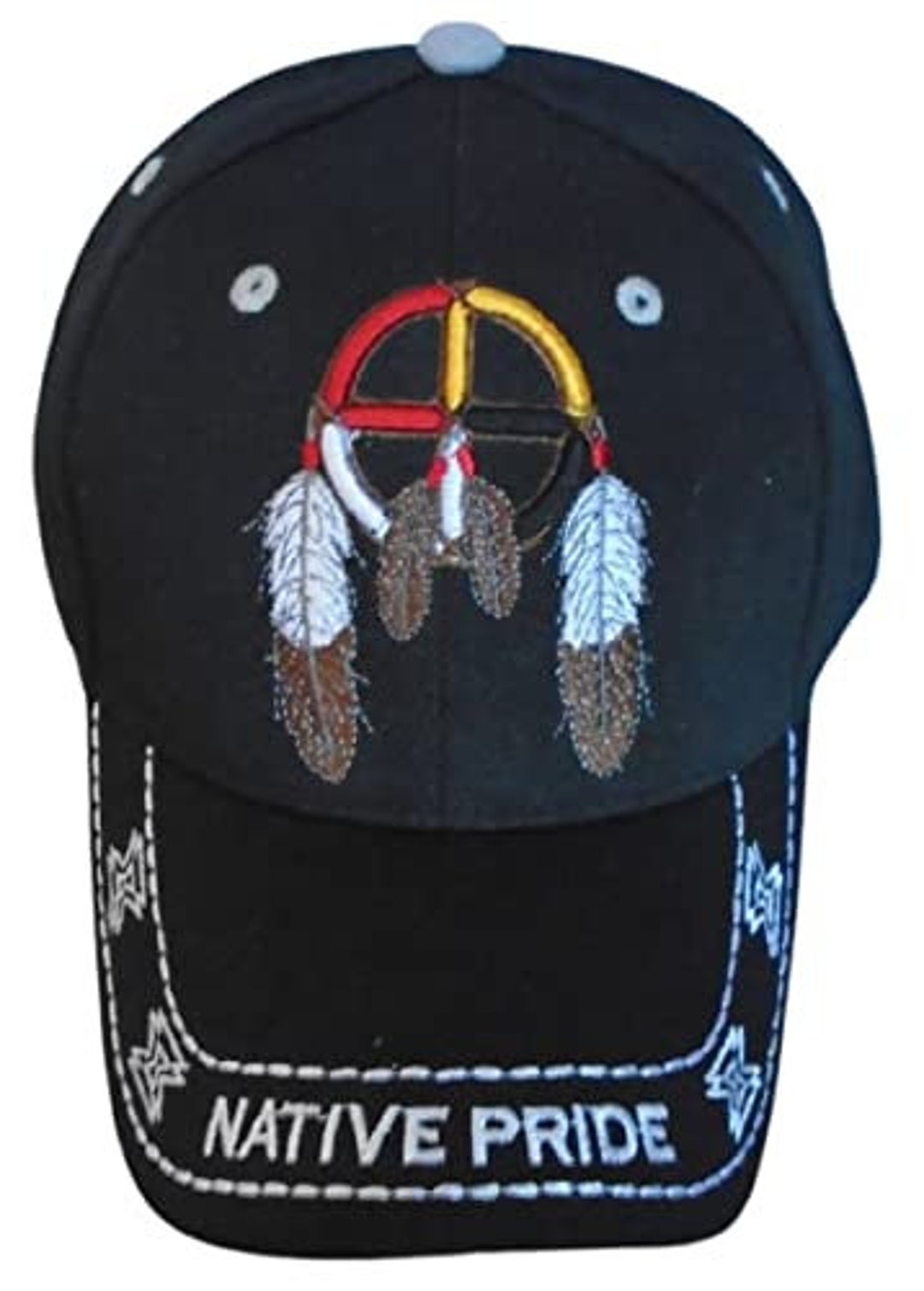 Native Pride Baseball Caps & Hats Medicine Wheel Embroidered Black ...