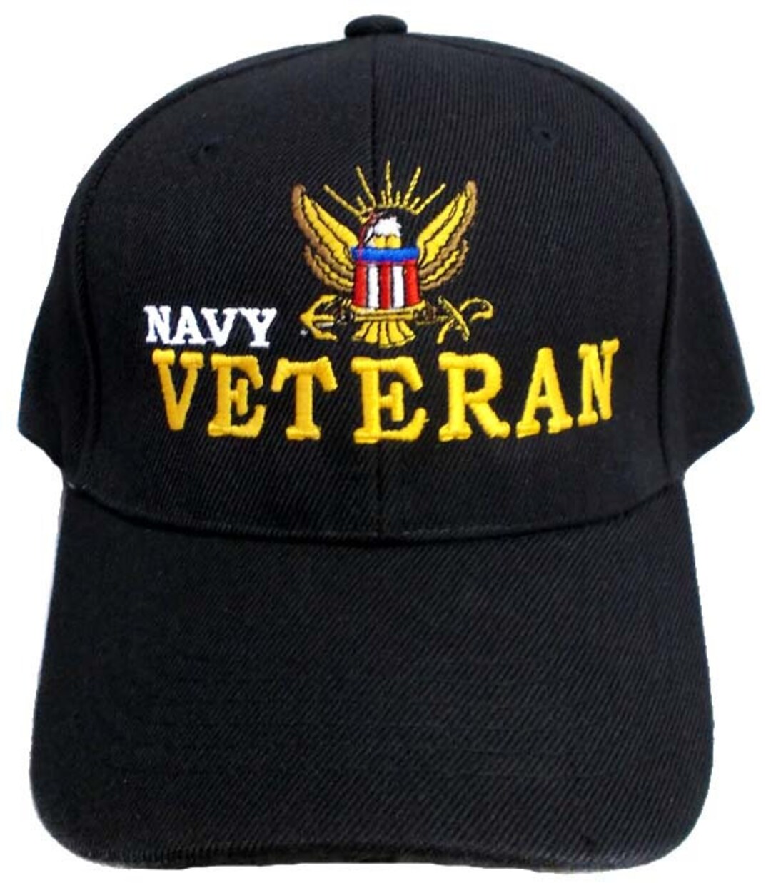 Military Embroidered Baseball Caps ........ Navy Veteran Black Color ...