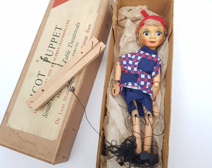 Vintage 1960s Old Cottage Toys Picot Puppet - Country Girl Doll ...