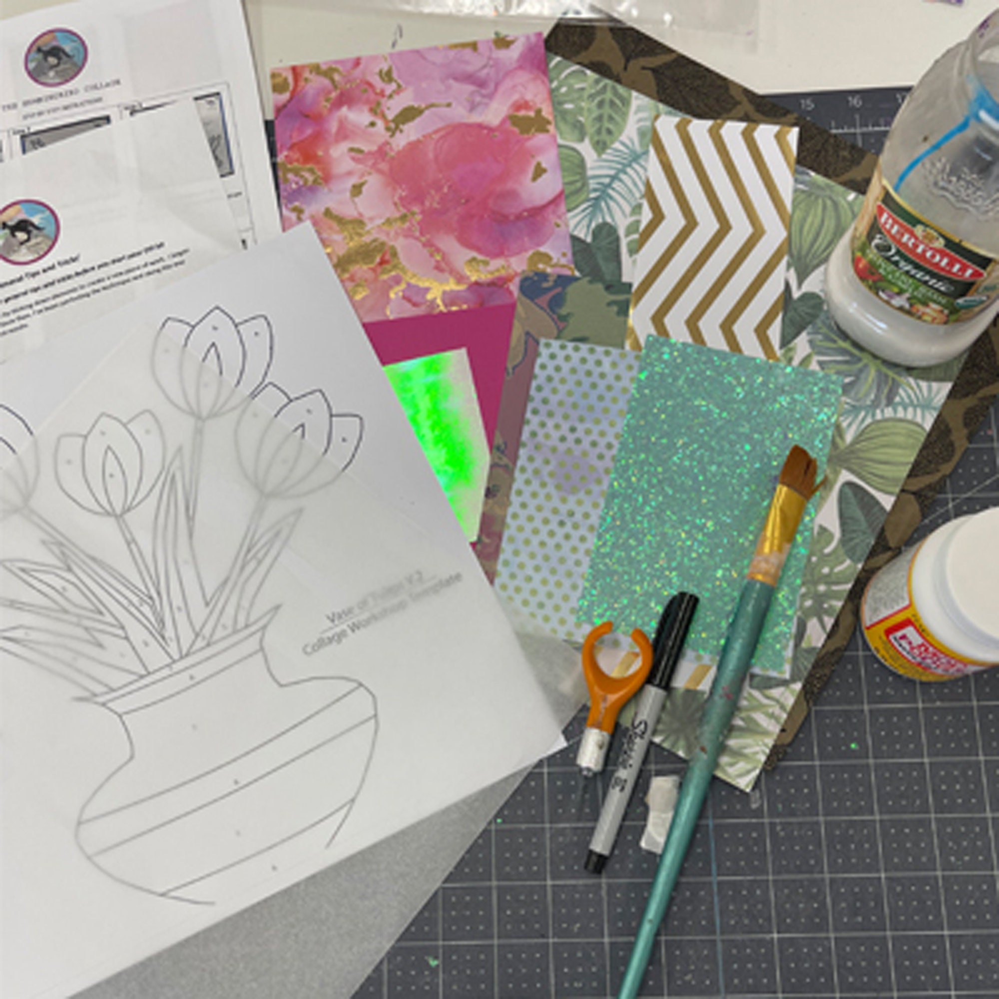 Tulip Collage Art Workshop Kit: DIY 12"x12" Artwork - Etsy