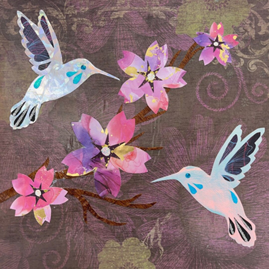 Hummingbird Collage Kit: DIY 12"x12" Artwork - at Home Art Class - Etsy