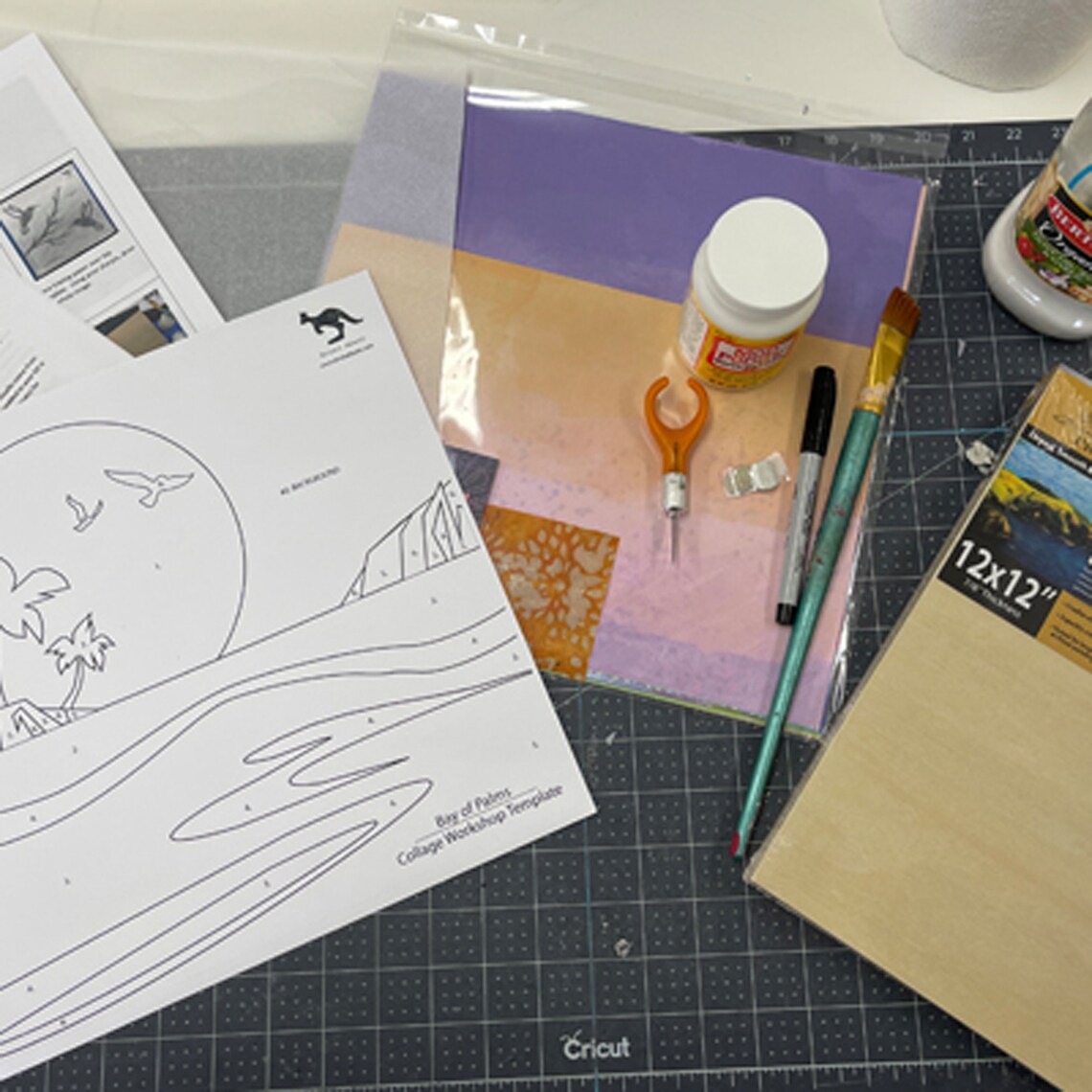 Sunset Beach Scene Collage Premium Workshop Kit at Home Art Class DIY ...