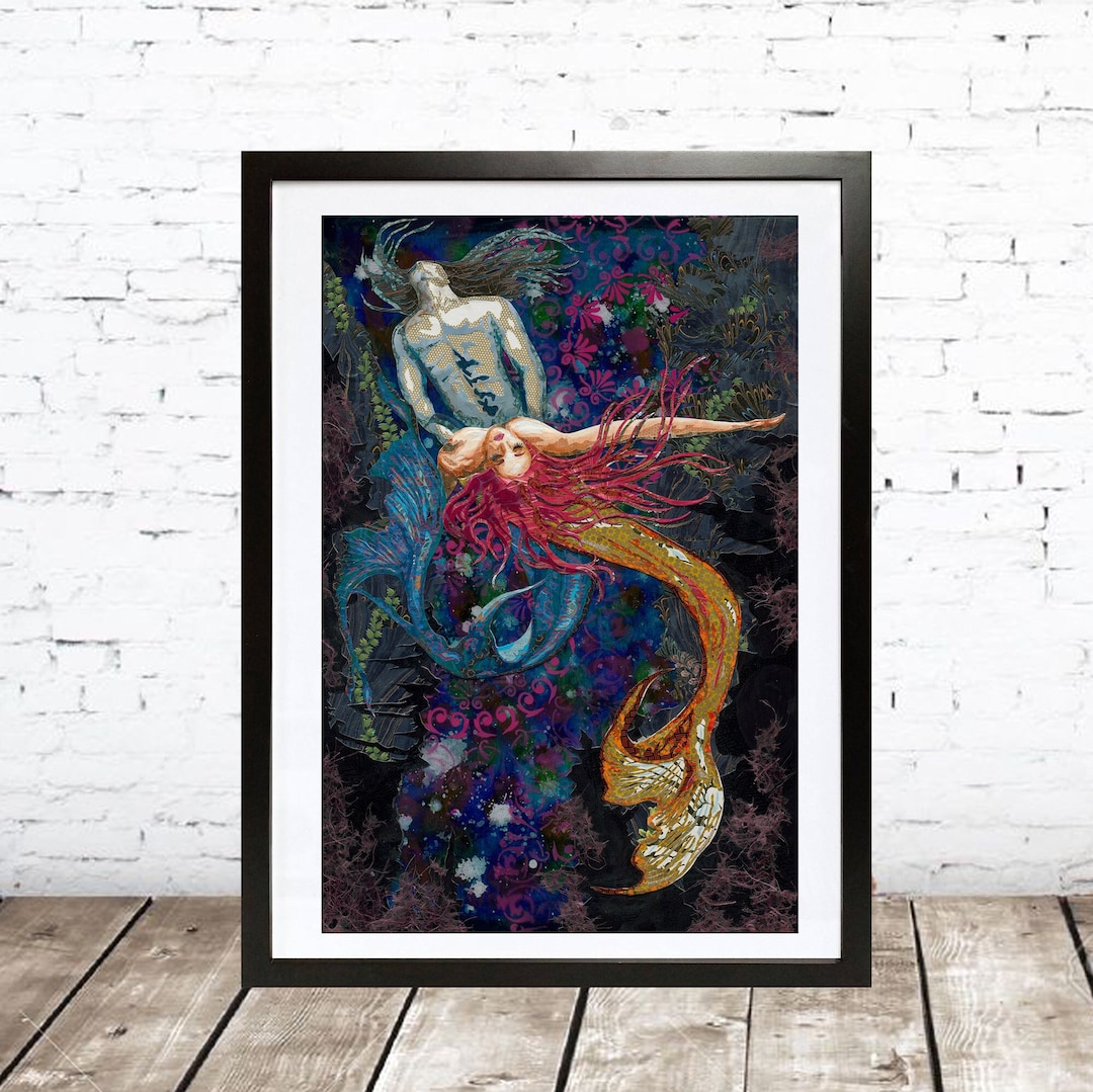 Moving Together - Mermaid Print - Mermaid Artwork - Etsy