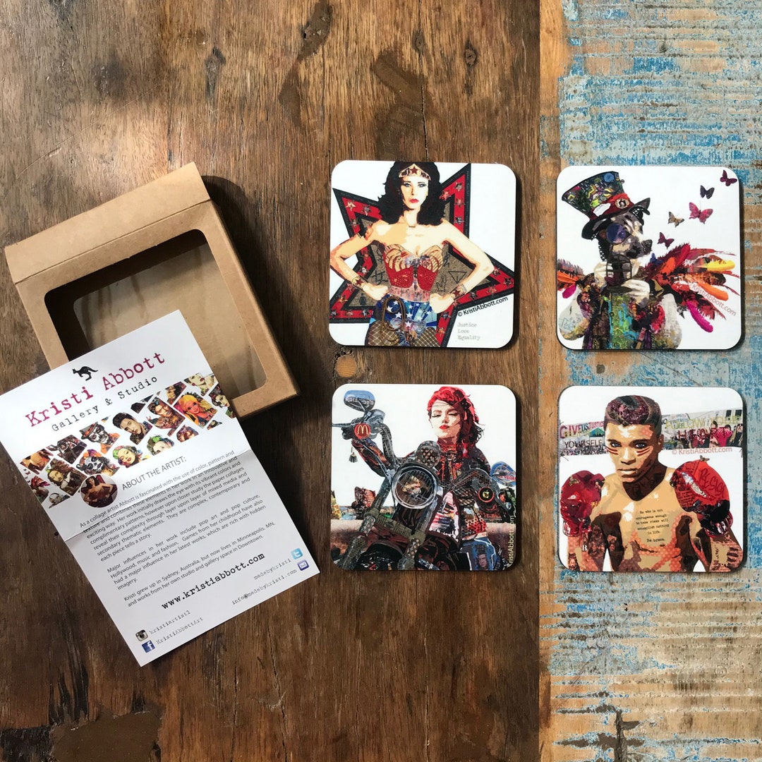 Iconic Character Coaster Set: Comic & Hollywood Art Coasters - Etsy