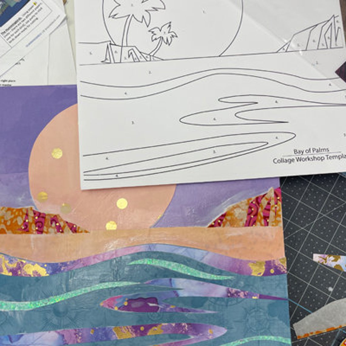 Sunset Beach Scene Collage Premium Workshop Kit at Home Art Class DIY ...