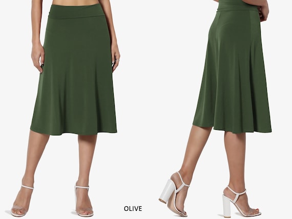Upcycled Folded Waist Knee Length Midi Skirt/ Flare Skirt Upcycled Folded Waist Knee Length Midi Skirt/ Flare Skirt