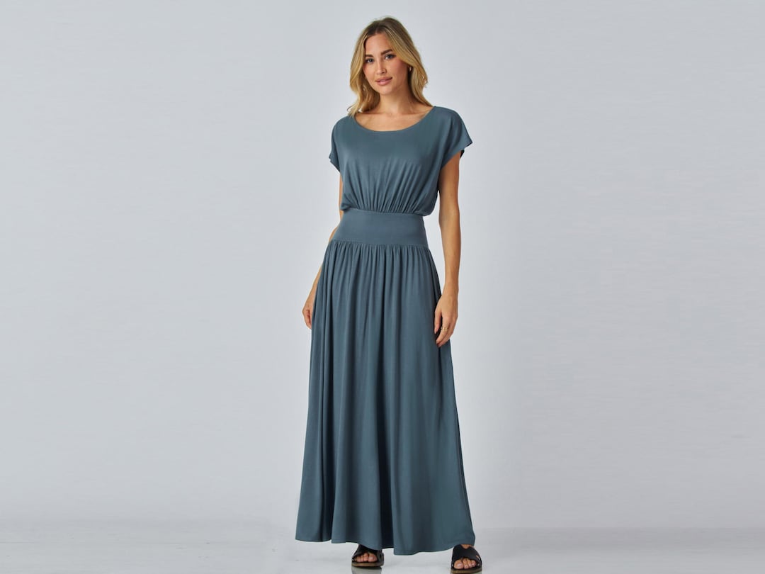 Modal Maxi Dress With Pockets: Dolman Sleeves, Stretch Waist - Custom ...