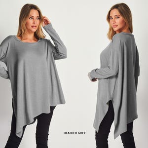 Asymmetrical Oversized Tunic Top With Side Slit – Available in Petite ...
