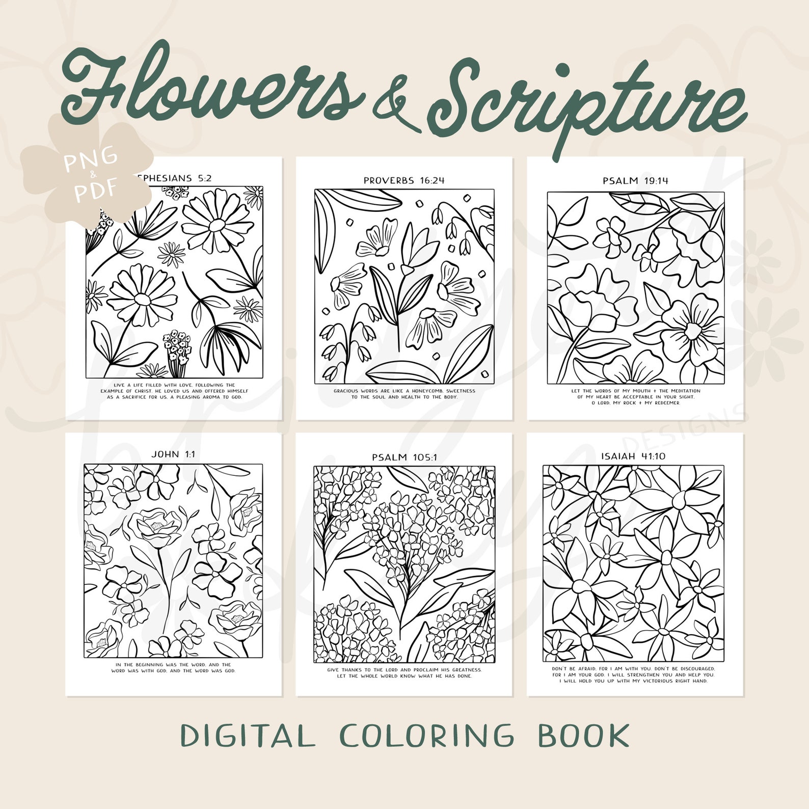 Bible Coloring Pages for Adults Printable Coloring Book Flower Coloring ...