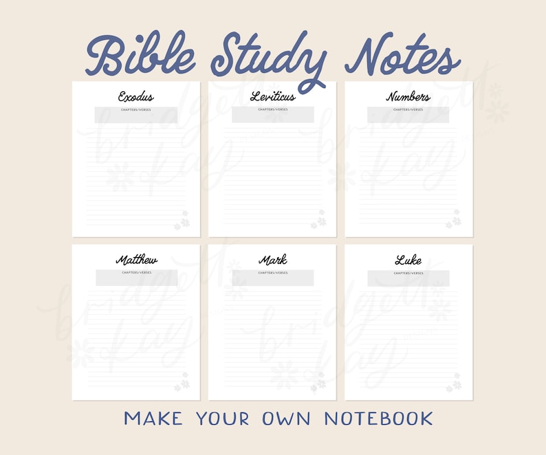 Bible Study Journal Notebook Pages for Bible Study Christian Bible ...