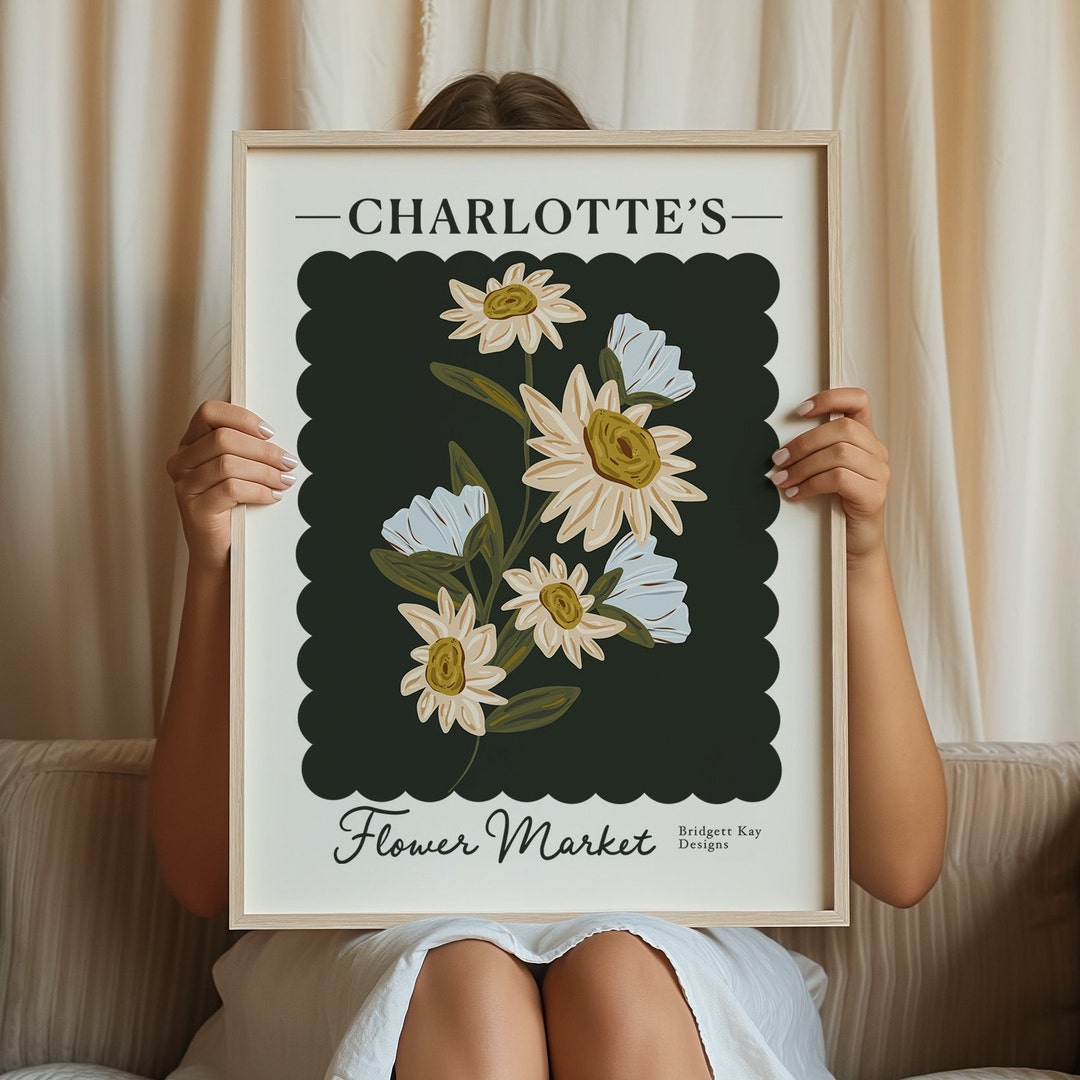Personalized Floral Name Art Custom Floral Name Nursery Print Custom ...
