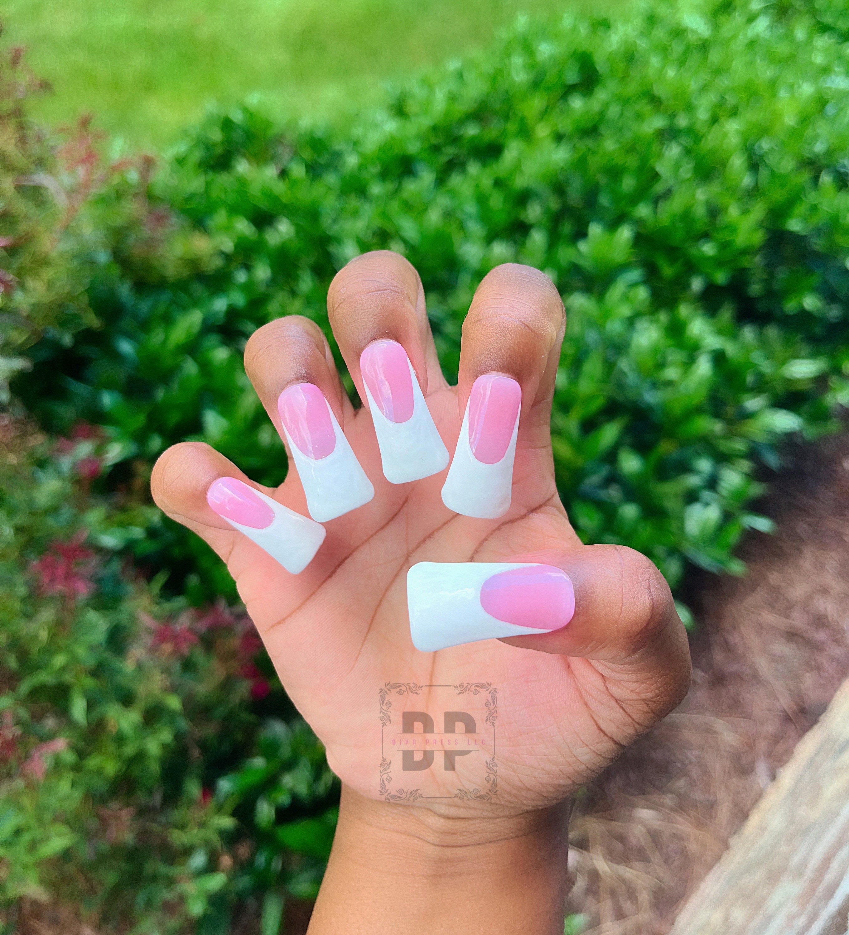 Pink And White Duck Feet Nails