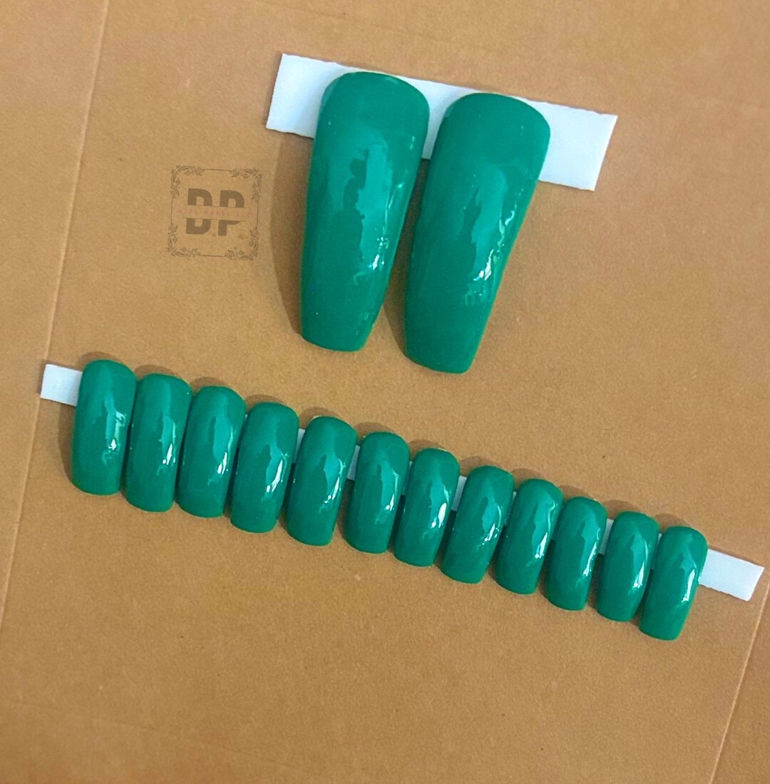 Extra Long Green Press on Toenails | Solid Color Acrylic Toe Nail Set ...