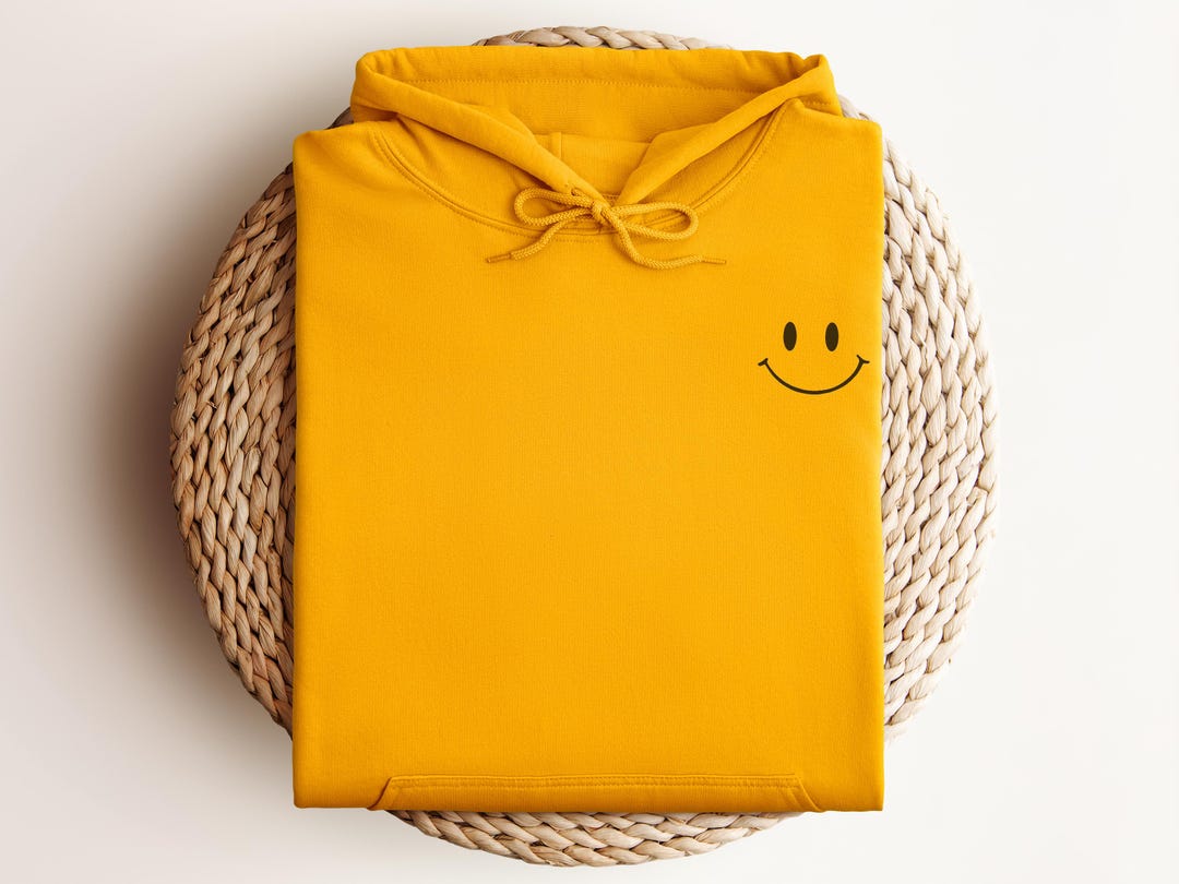 Embroidered Happy Smiley Face Hoodie, Happy Sweatshirt, Smiley Face ...