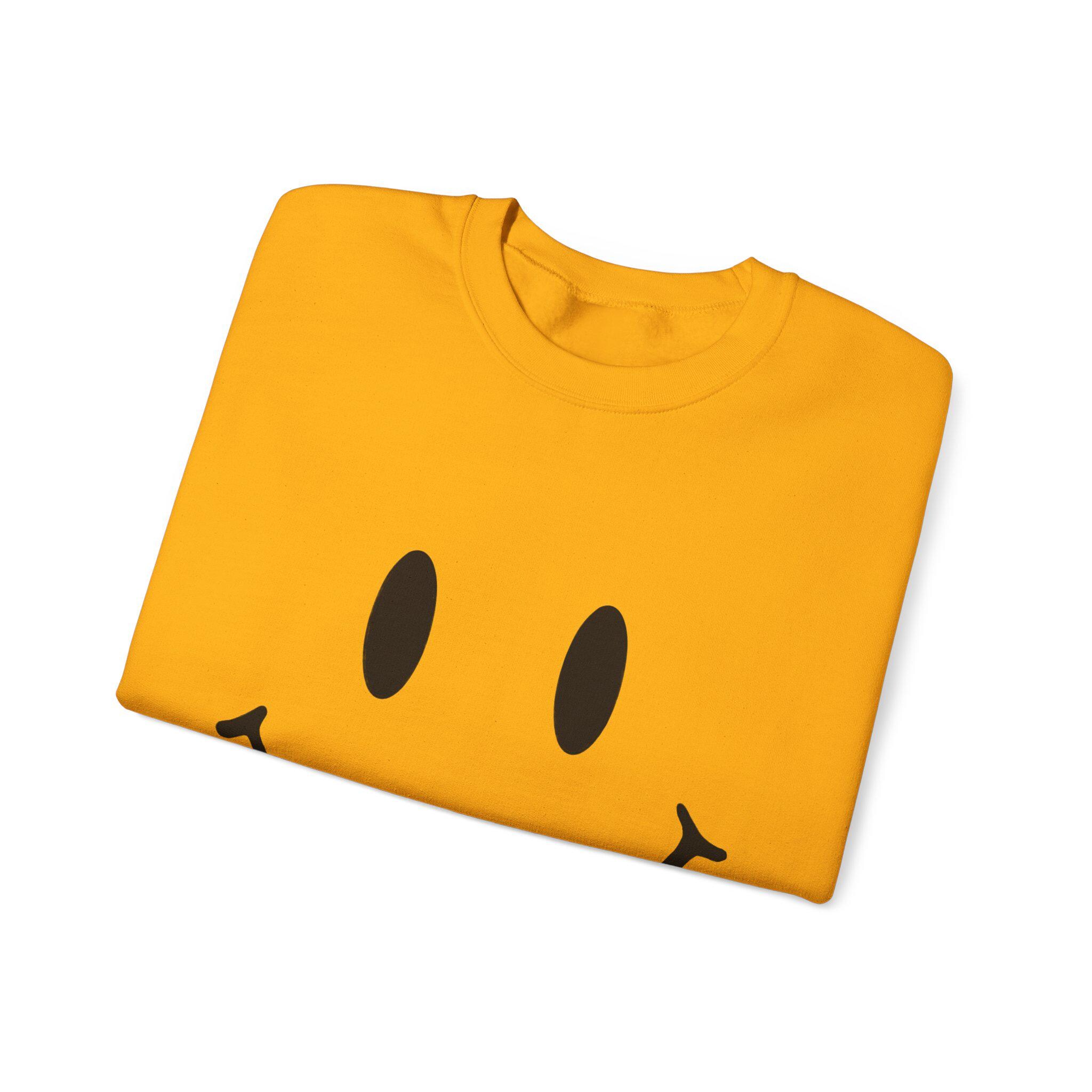 Smiley Face Sweatshirt, Happy Emoticon Jumper, Cheerful Crew Neck ...