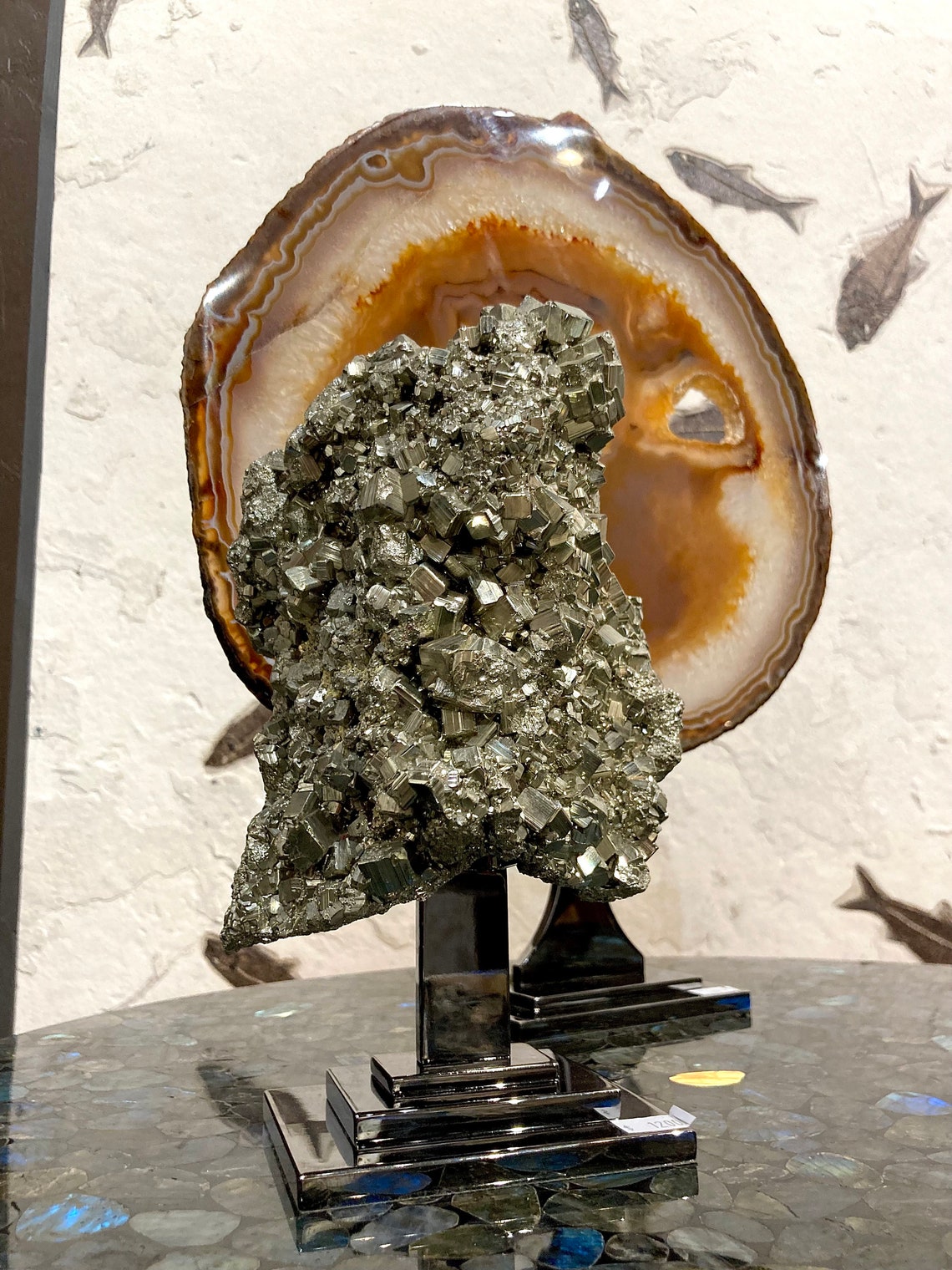 Geoworld Pyrite Specimen Mounted on Bespoke Nature Stand Gold Bearing ...