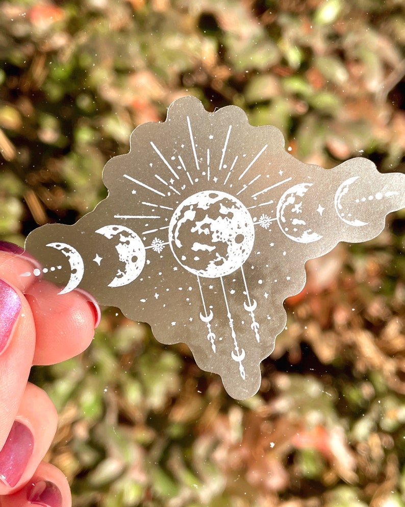 Moon Phases Boho Clear Sticker Boho Style Moon Phase Decal - Etsy