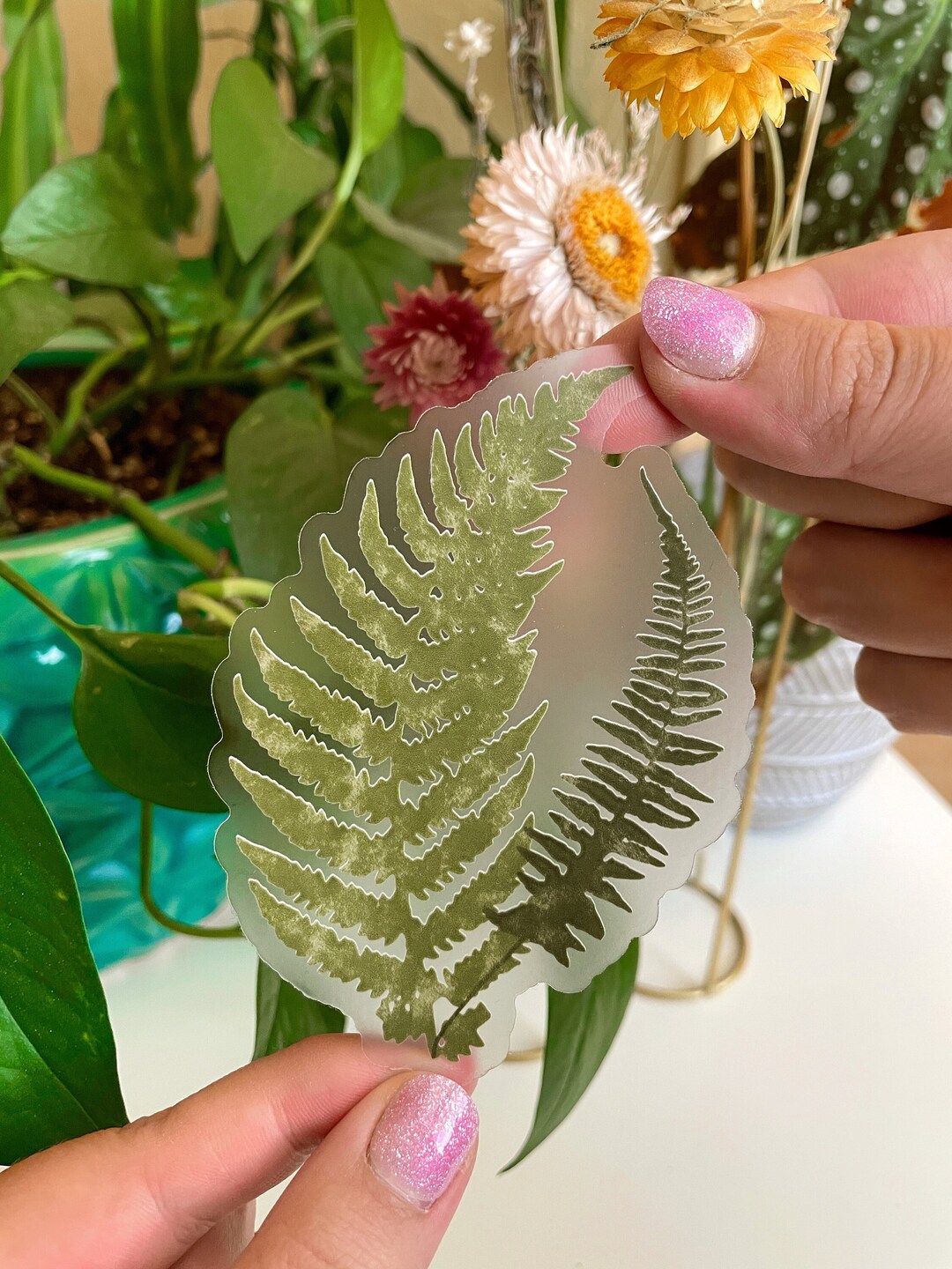 Ferns Clear Vinyl Sticker Nature Fern Outdoors Waterproof, Dishwasher ...