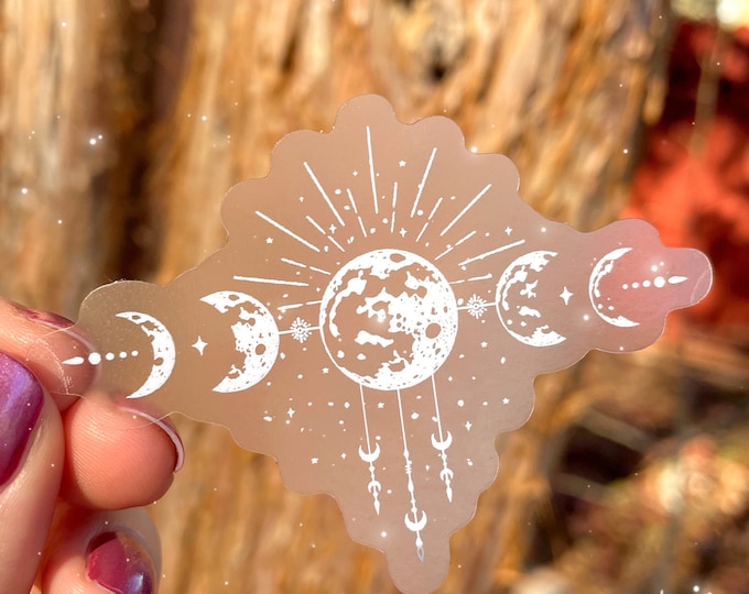 Moon Phases Boho Clear Sticker, Boho Style, Moon Phase Decal ...