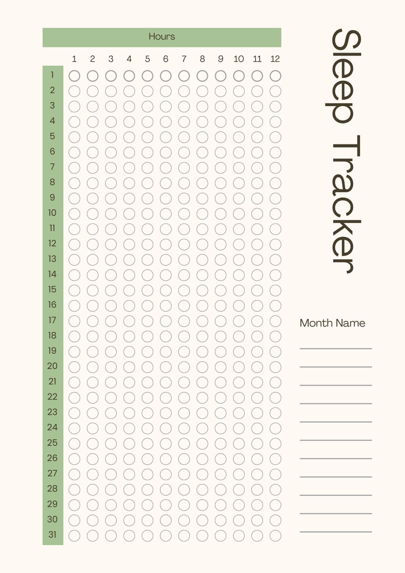 Sleep Tracker Planner - Etsy