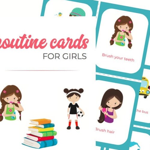 80 Girls Routine Cards Routine Cards for Kids Daily Routine - Etsy